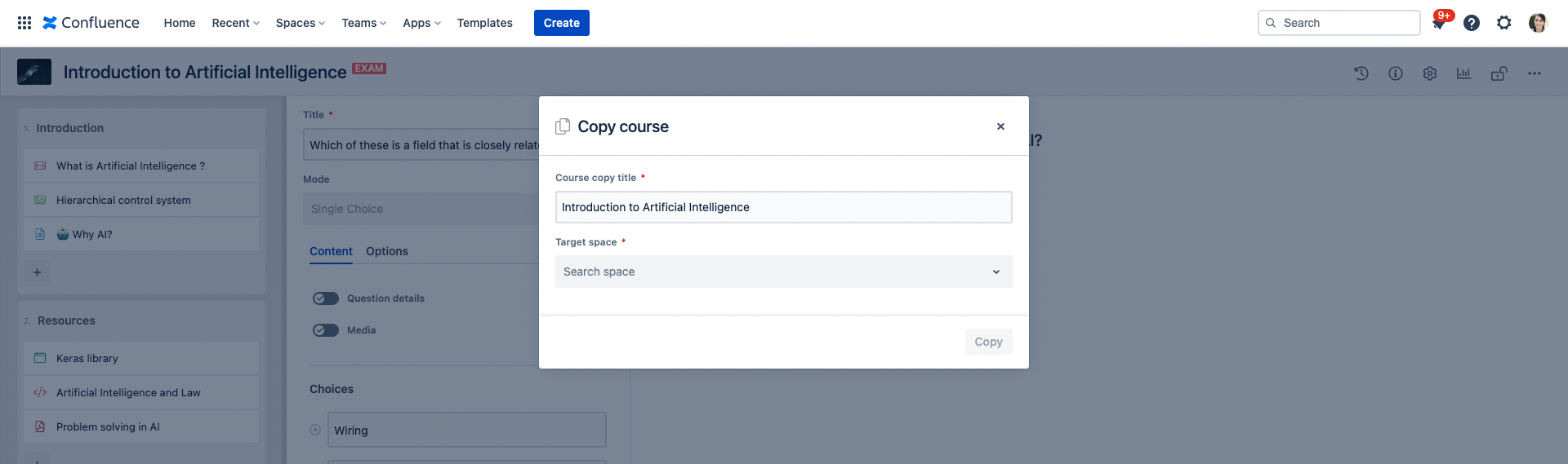 Course configuration