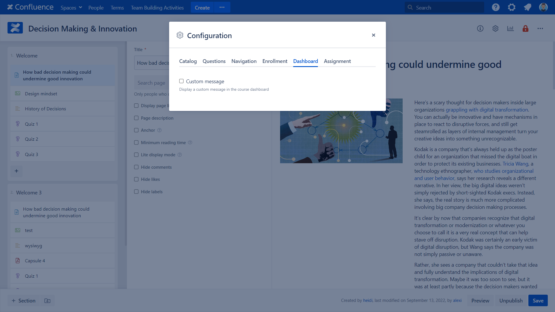 Course Configuration